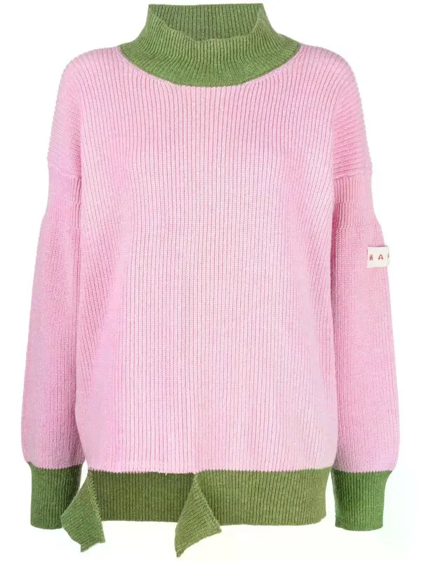 Marni Asymmetric Raw-edge Ribbed Jumper