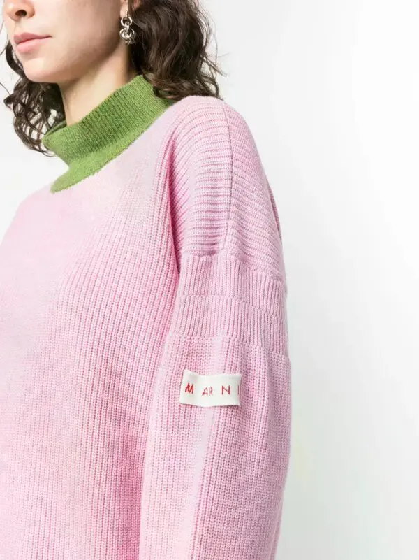 Marni Asymmetric Raw-edge Ribbed Jumper