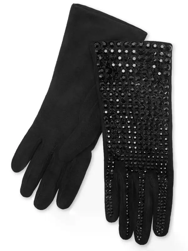 Philipp Plein Embellished Suede Mid-gloves - Black