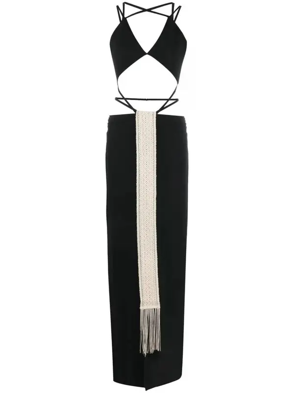 RAYANE BACHA Stone Cut-out Maxi Dress - Black