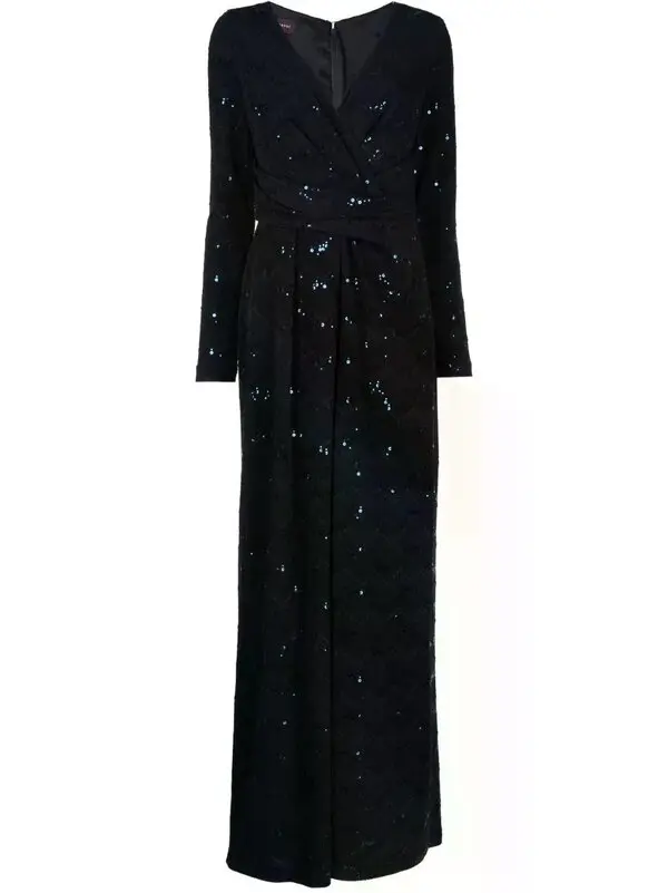 Talbot Runhof Sequin-embellished Draped Jumpsuit - Blue