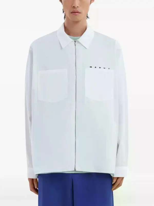 Marni Logo-print Zip-up Cotton Shirt