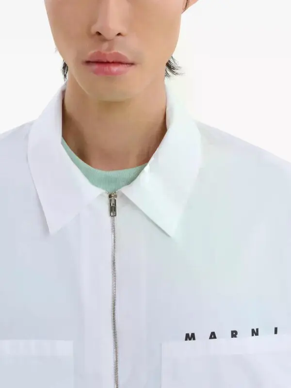 Marni Logo-print Zip-up Cotton Shirt