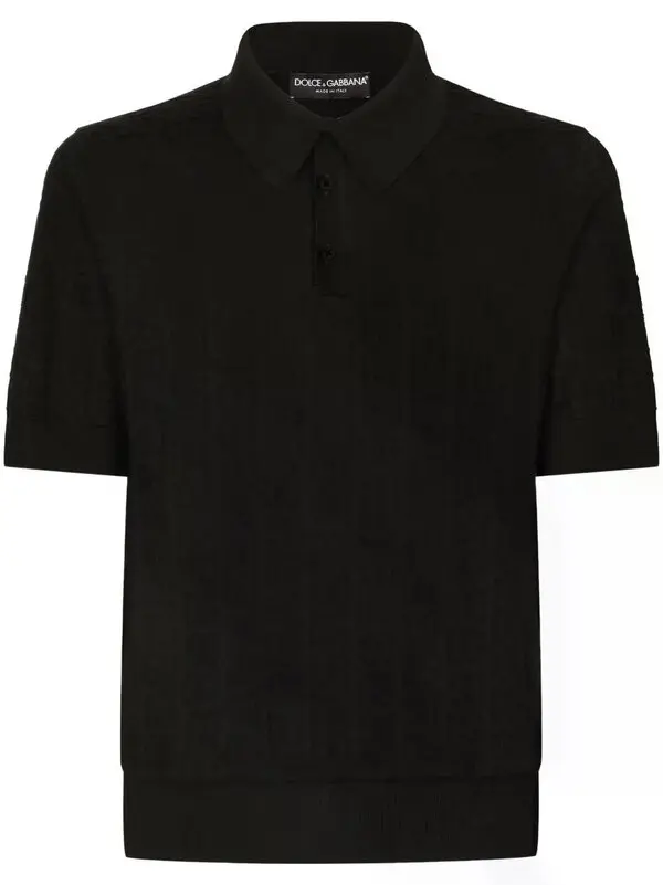 Dolce & Gabbana Monogram-jacquard Silk Polo Shirt
