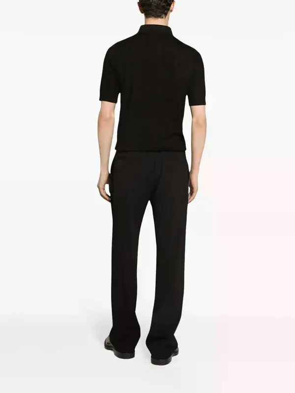 Dolce & Gabbana Monogram-jacquard Silk Polo Shirt