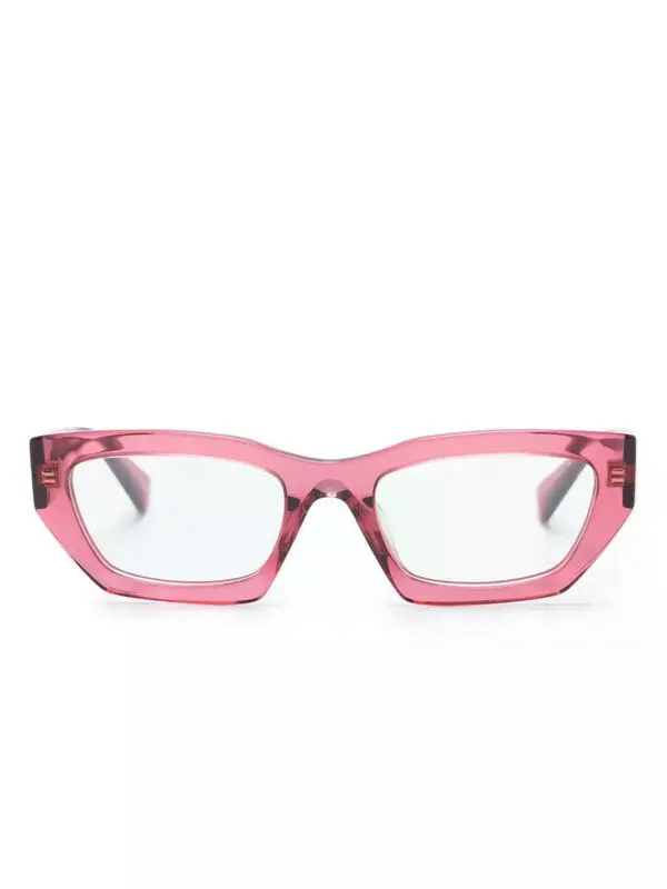 Miu Miu Logo-plaque Rectangle-frame Glasses - Red