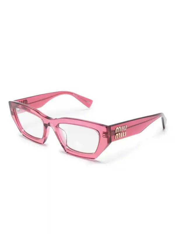 Miu Miu Logo-plaque Rectangle-frame Glasses - Red