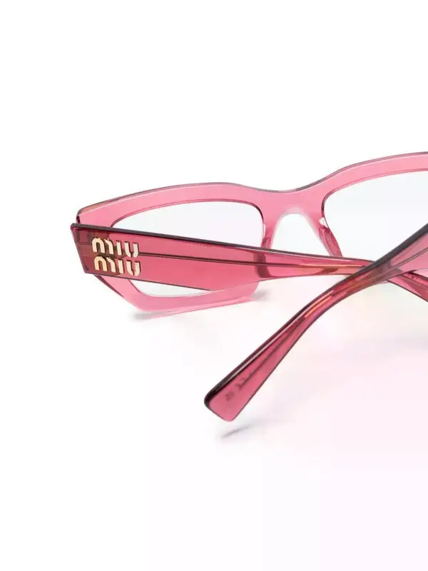 Miu Miu Logo-plaque Rectangle-frame Glasses - Red