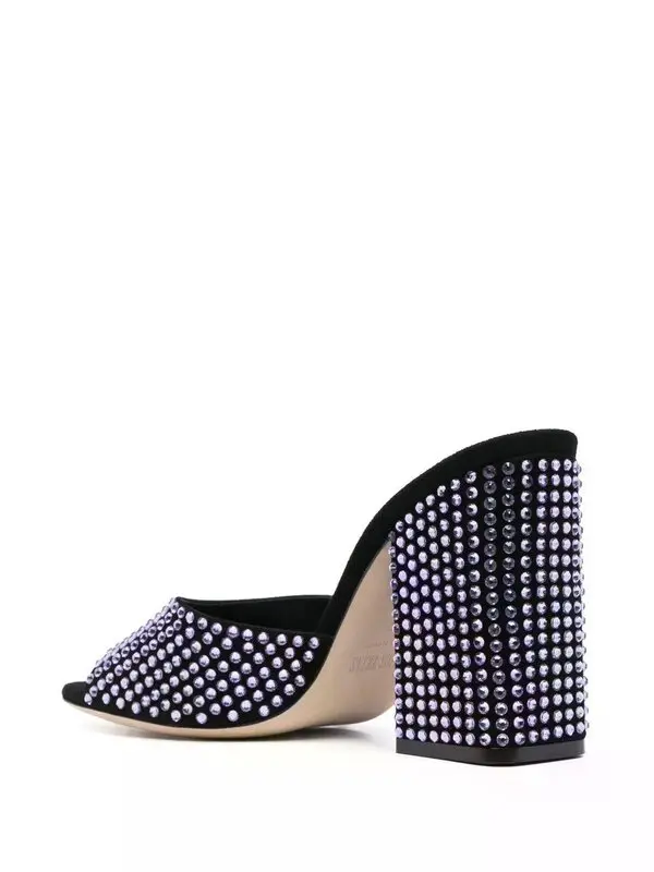 Paris Texas 105mm Crystal-embellished Calf Leather Mules - Black