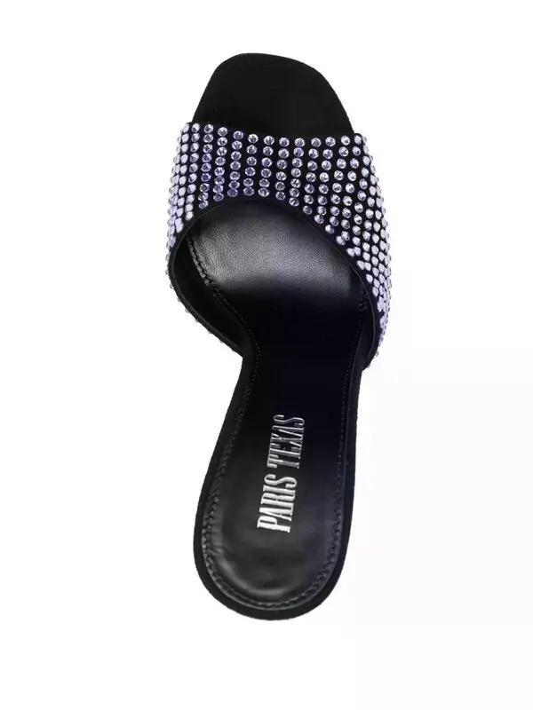 Paris Texas 105mm Crystal-embellished Calf Leather Mules - Black