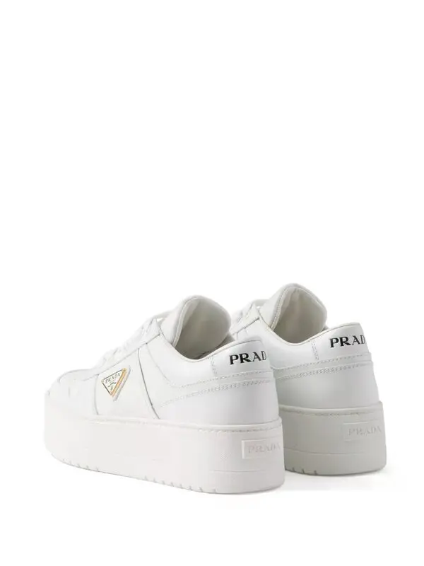 Prada Downtown Bold Perforated Leather Flatform Sneakers - White