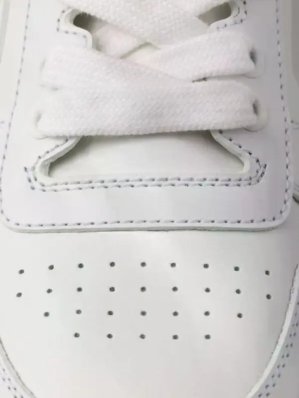 Prada Downtown Bold Perforated Leather Flatform Sneakers - White