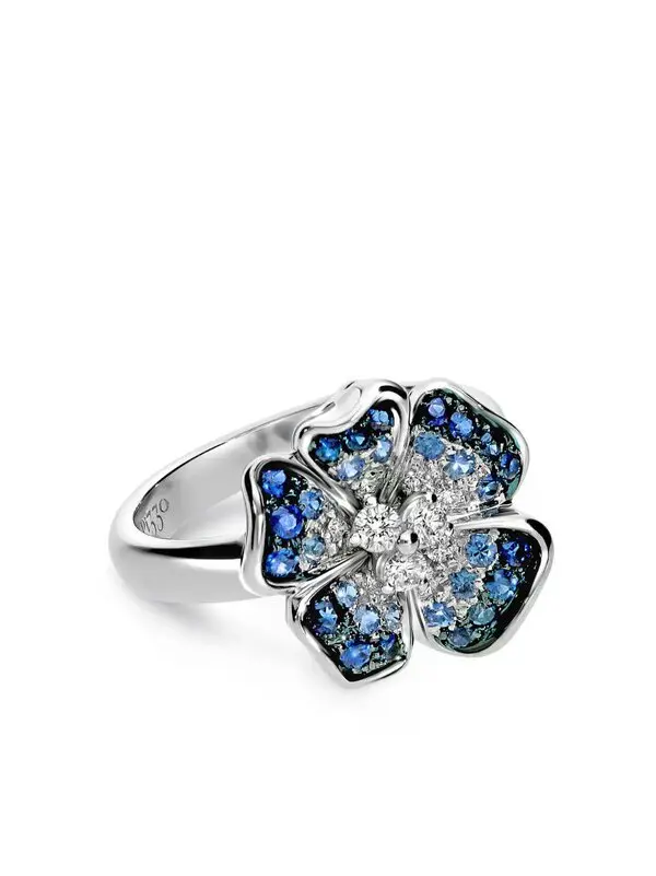 LEO PIZZO 18kt White Gold Diamond And Sapphire Ring - Silver