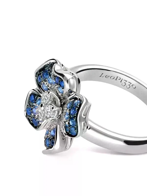 LEO PIZZO 18kt White Gold Diamond And Sapphire Ring - Silver