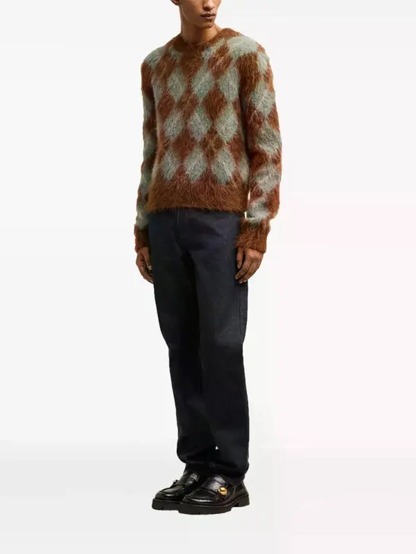 AMI Paris Argyle Wool Blend Brushed Sweater