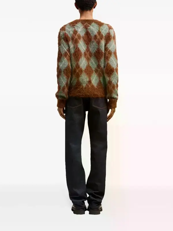 AMI Paris Argyle Wool Blend Brushed Sweater
