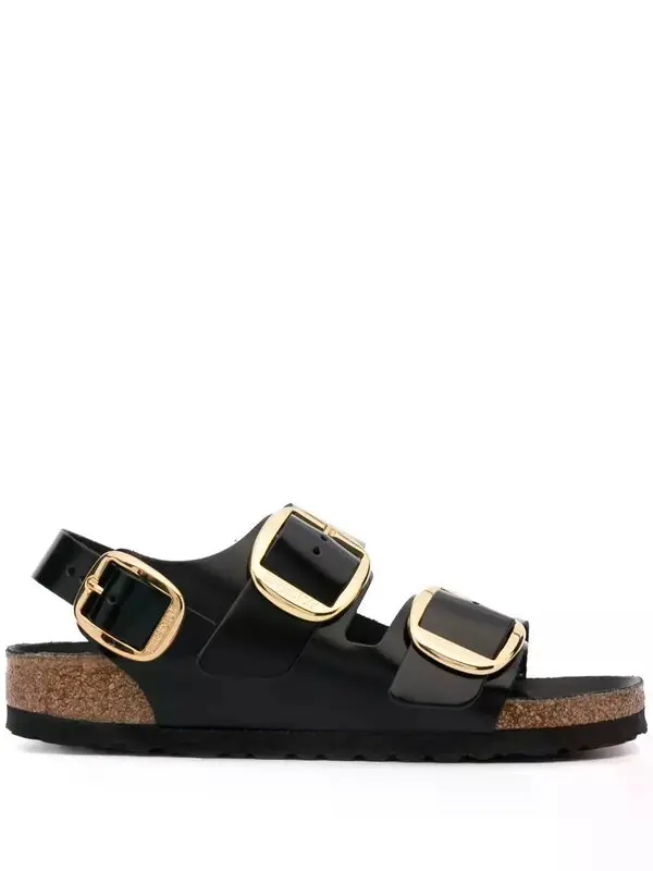 BIRKENSTOCK Milano Leather Flat Sandals - Black