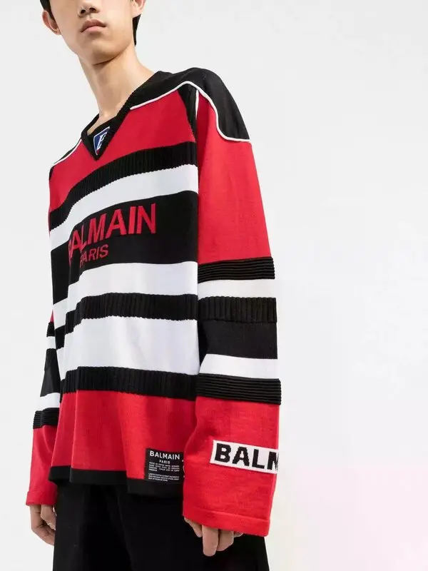 Balmain Logo-print V-neck Jumper