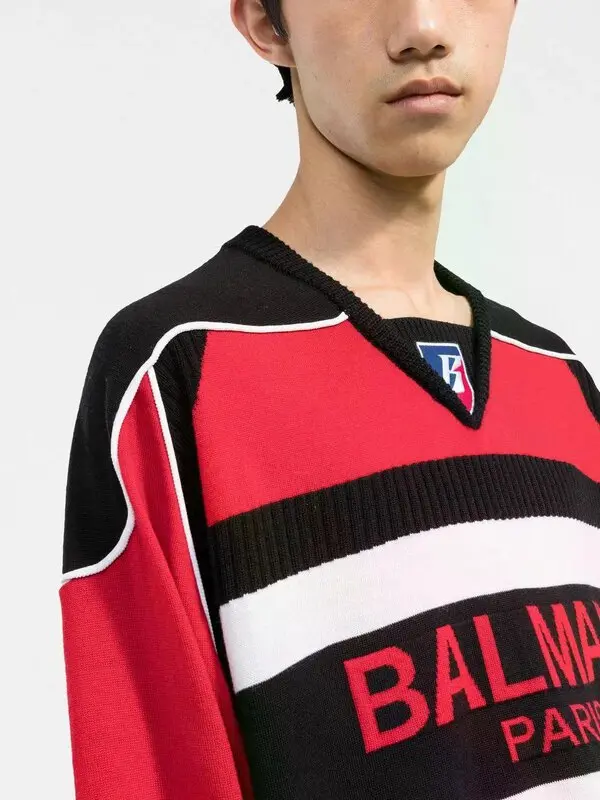 Balmain Logo-print V-neck Jumper