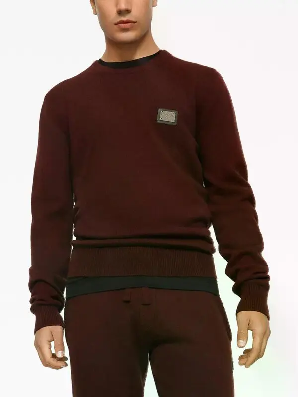 Dolce & Gabbana Logo-plaque Wool Jumper - Red