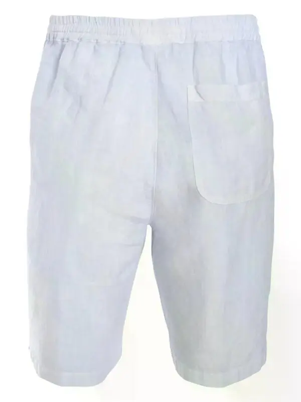 120% Lino Drawstring Pleated Shorts - Blue