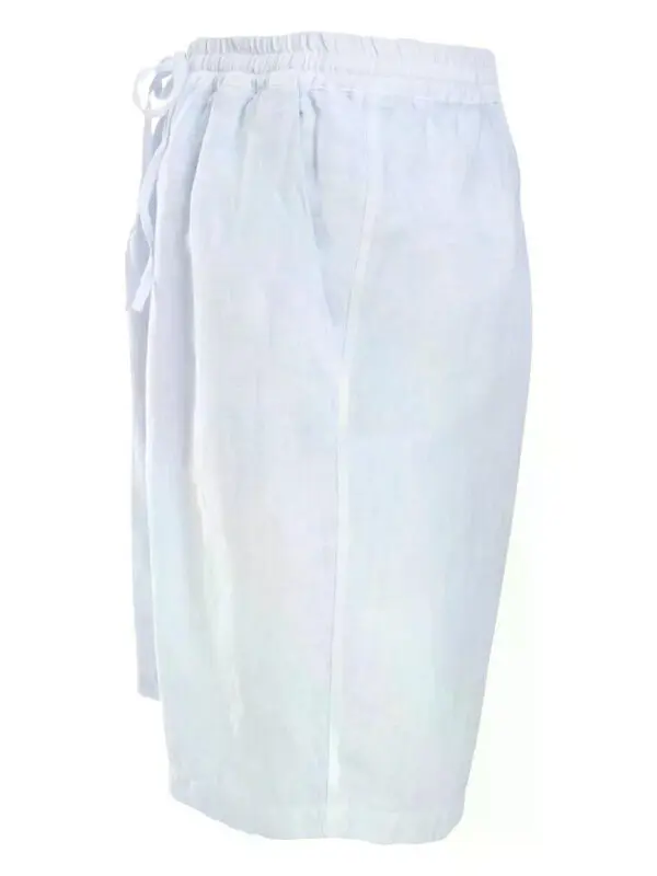 120% Lino Drawstring Pleated Shorts - Blue
