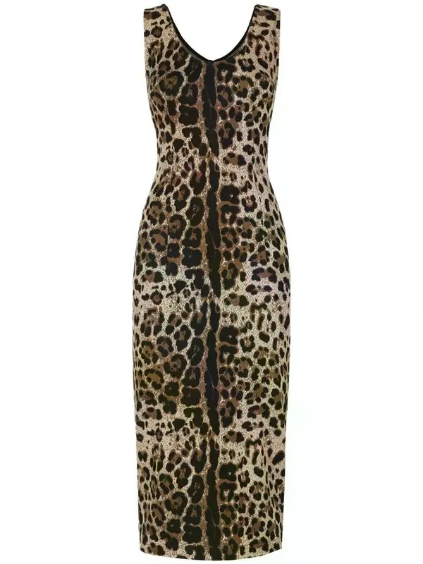 Dolce & Gabbana Leopard-print Sleeveless Midi Dress