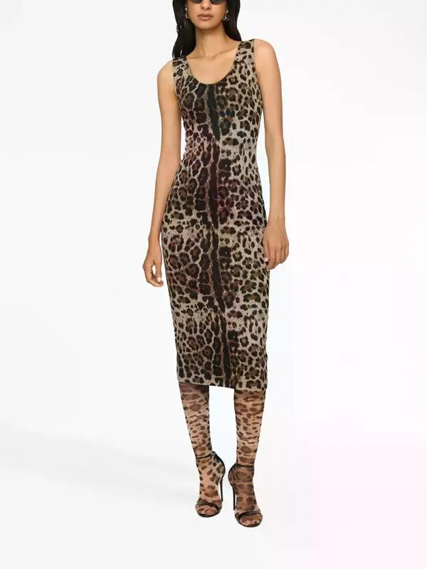 Dolce & Gabbana Leopard-print Sleeveless Midi Dress