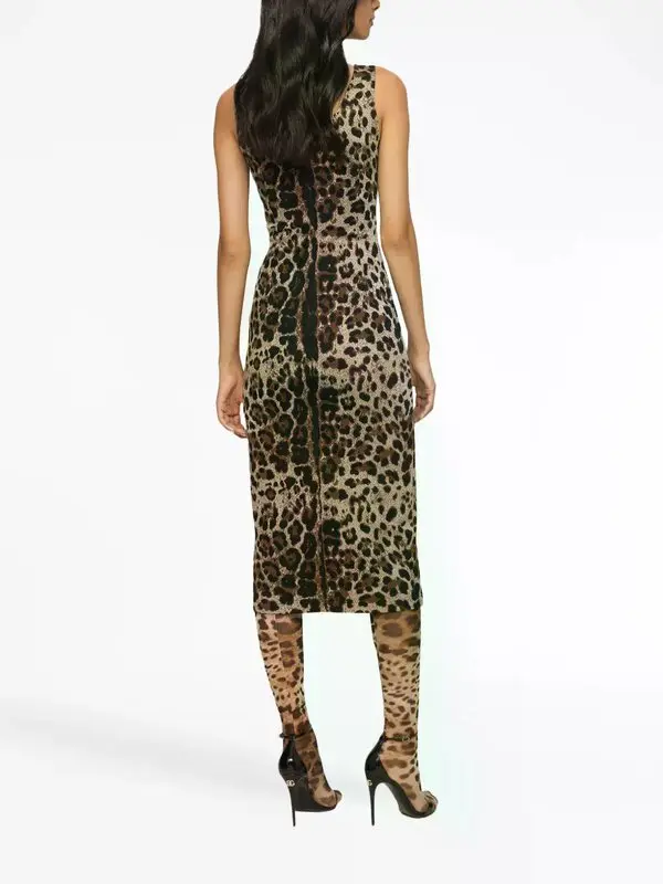 Dolce & Gabbana Leopard-print Sleeveless Midi Dress