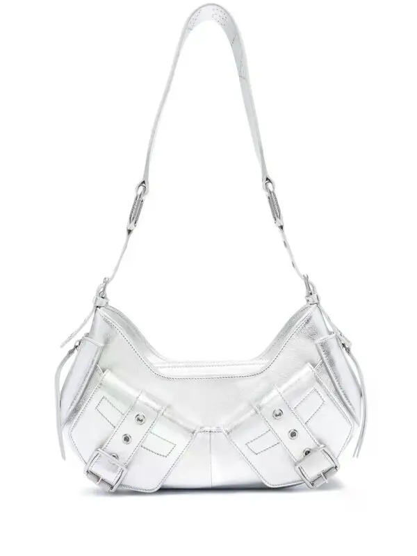 BIASIA Leather Shoulder Bag - Silver