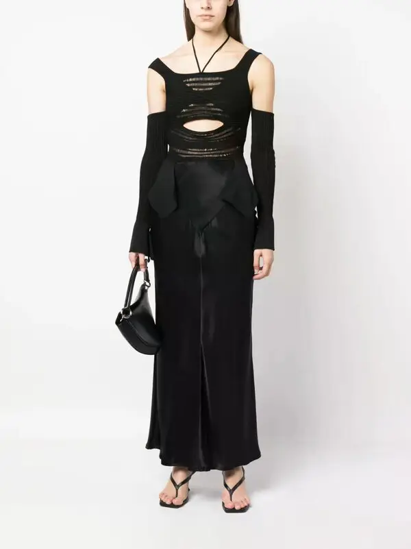 ANDREĀDAMO Cut-out Detail Knitted Top - Black