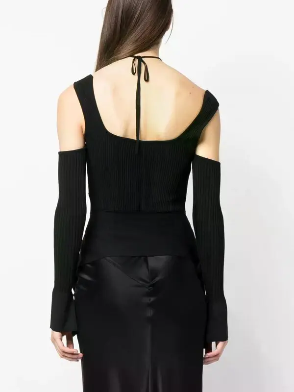 ANDREĀDAMO Cut-out Detail Knitted Top - Black