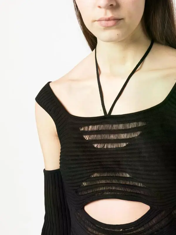 ANDREĀDAMO Cut-out Detail Knitted Top - Black