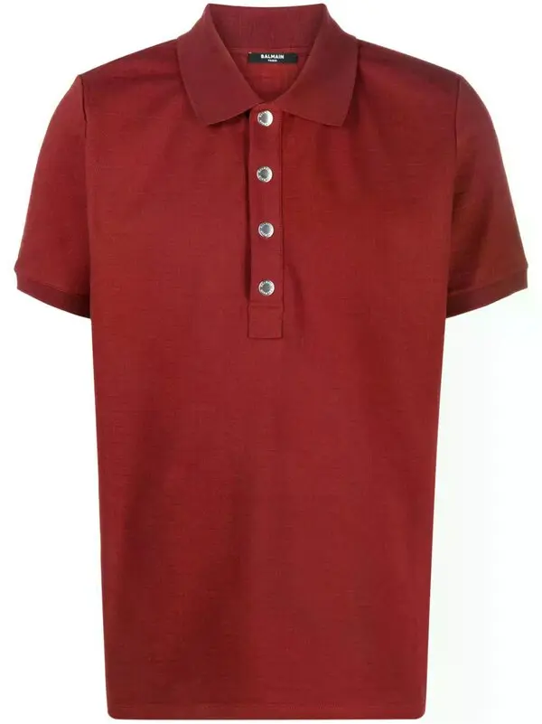 Balmain Monogram-pattern Piqué Polo Shirt