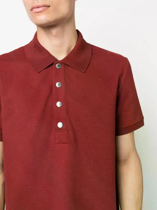 Balmain Monogram-pattern Piqué Polo Shirt