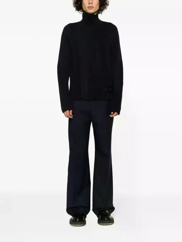 AMI Paris Logo-patch Ribbed-knit Jumper