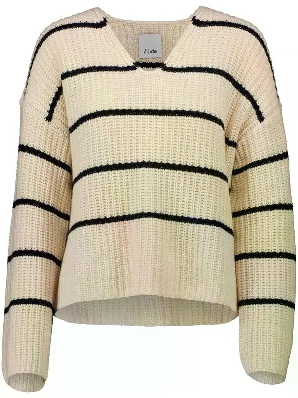 ALLUDE Striped Sweater - Neutrals