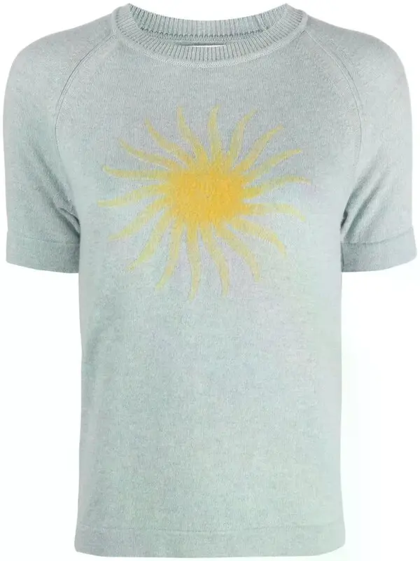 BARRIE Sun-motif Cashmere Top - Blue