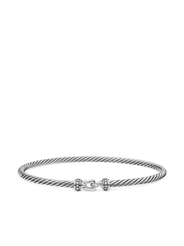David Yurman Sterling Classic Cable Diamond Buckle Bracelet