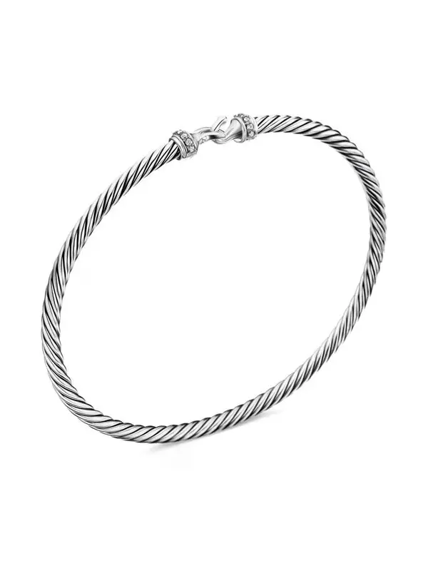 David Yurman Sterling Classic Cable Diamond Buckle Bracelet