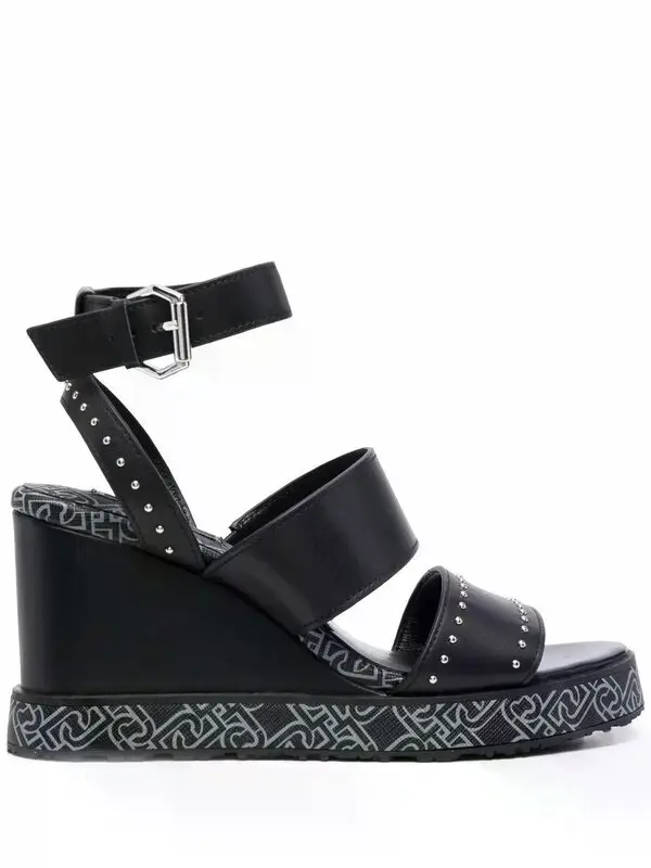 Liu Jo 95mm Wedge Sandals With Silver-tone Studs