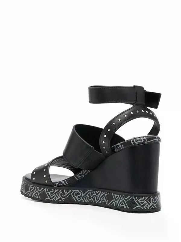Liu Jo 95mm Wedge Sandals With Silver-tone Studs