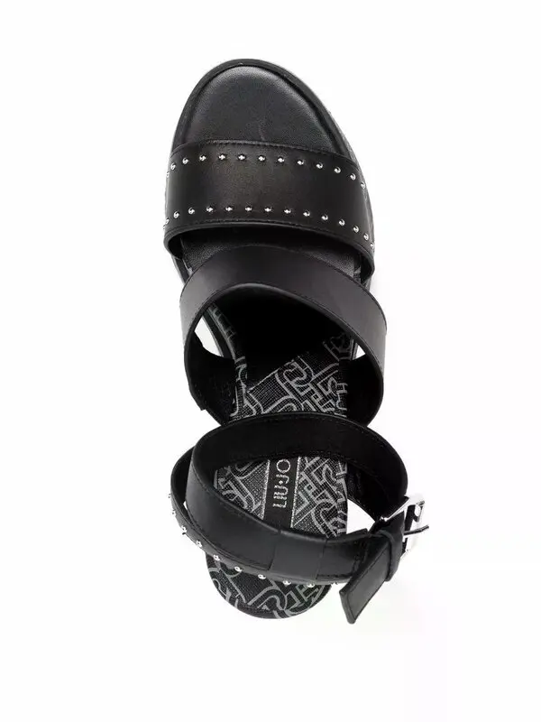 Liu Jo 95mm Wedge Sandals With Silver-tone Studs