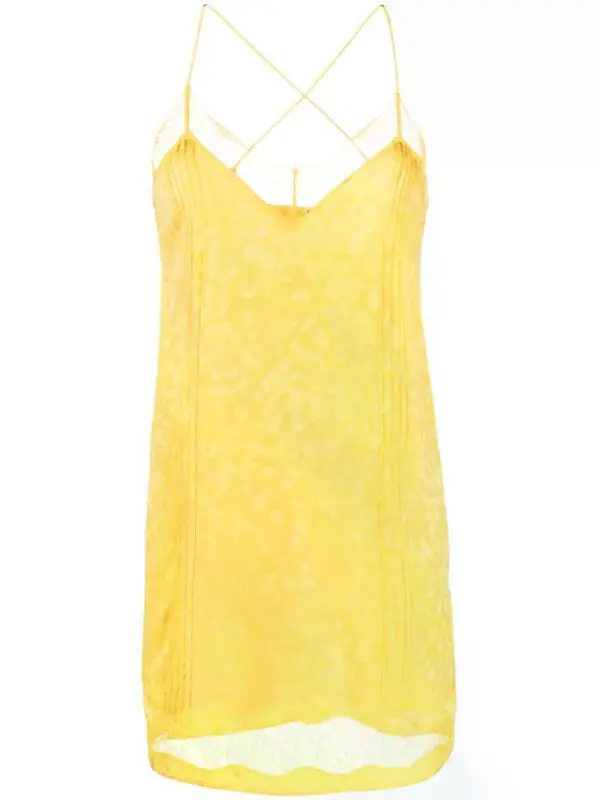 Zadig&Voltaire Lace-trim Silk-jacquard Minidress - Yellow