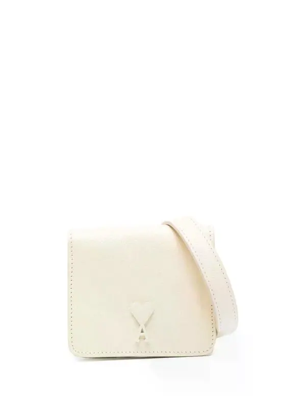 AMI Paris De Coeur Leather Card Holder - Neutrals