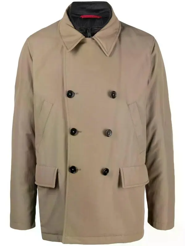 FAY Padded Double-breasted Jacket - Neutrals