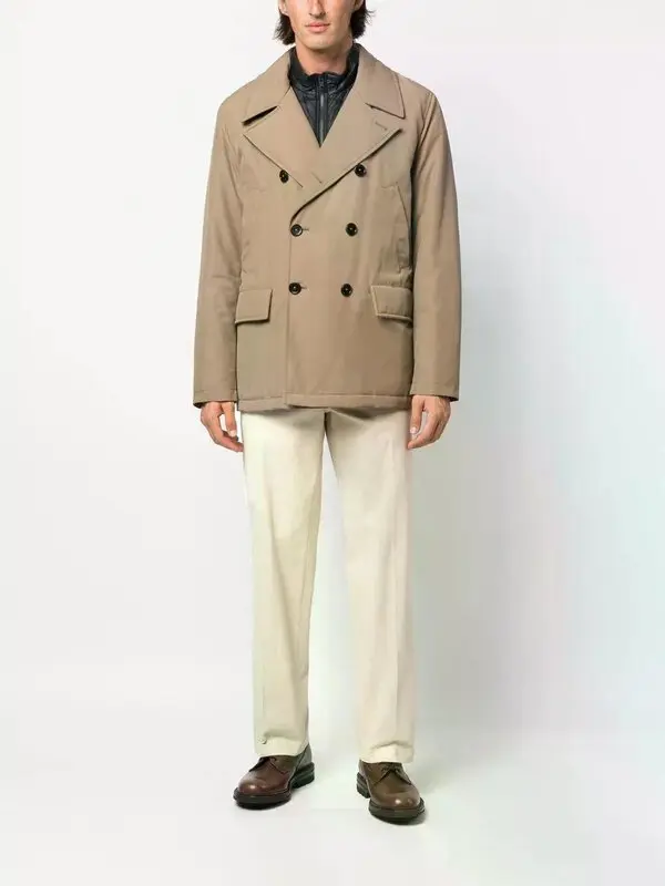 FAY Padded Double-breasted Jacket - Neutrals