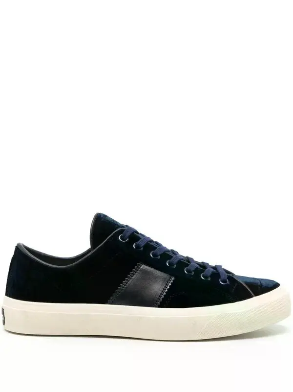 TOM FORD Cambridge Crocodile-effect Leather Sneakers - Blue
