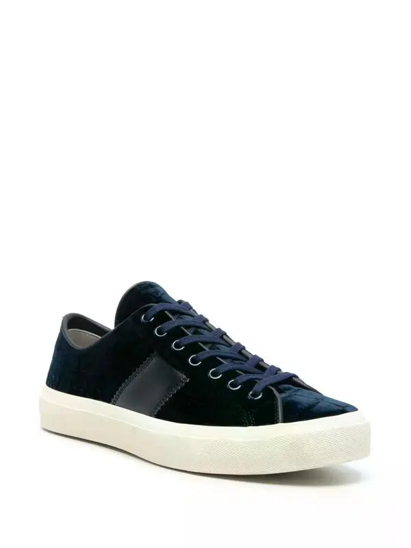 TOM FORD Cambridge Crocodile-effect Leather Sneakers - Blue