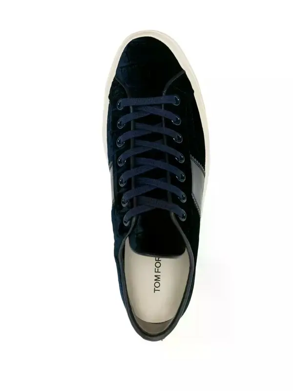 TOM FORD Cambridge Crocodile-effect Leather Sneakers - Blue